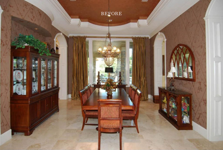 B&A: Royal Point Entry, Dining and Living - Marie Flanigan Interiors